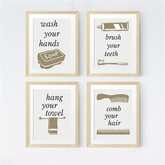 Art | Bathroom Decor Restroom Washroom Clean Quote Reminder Wall Art ...